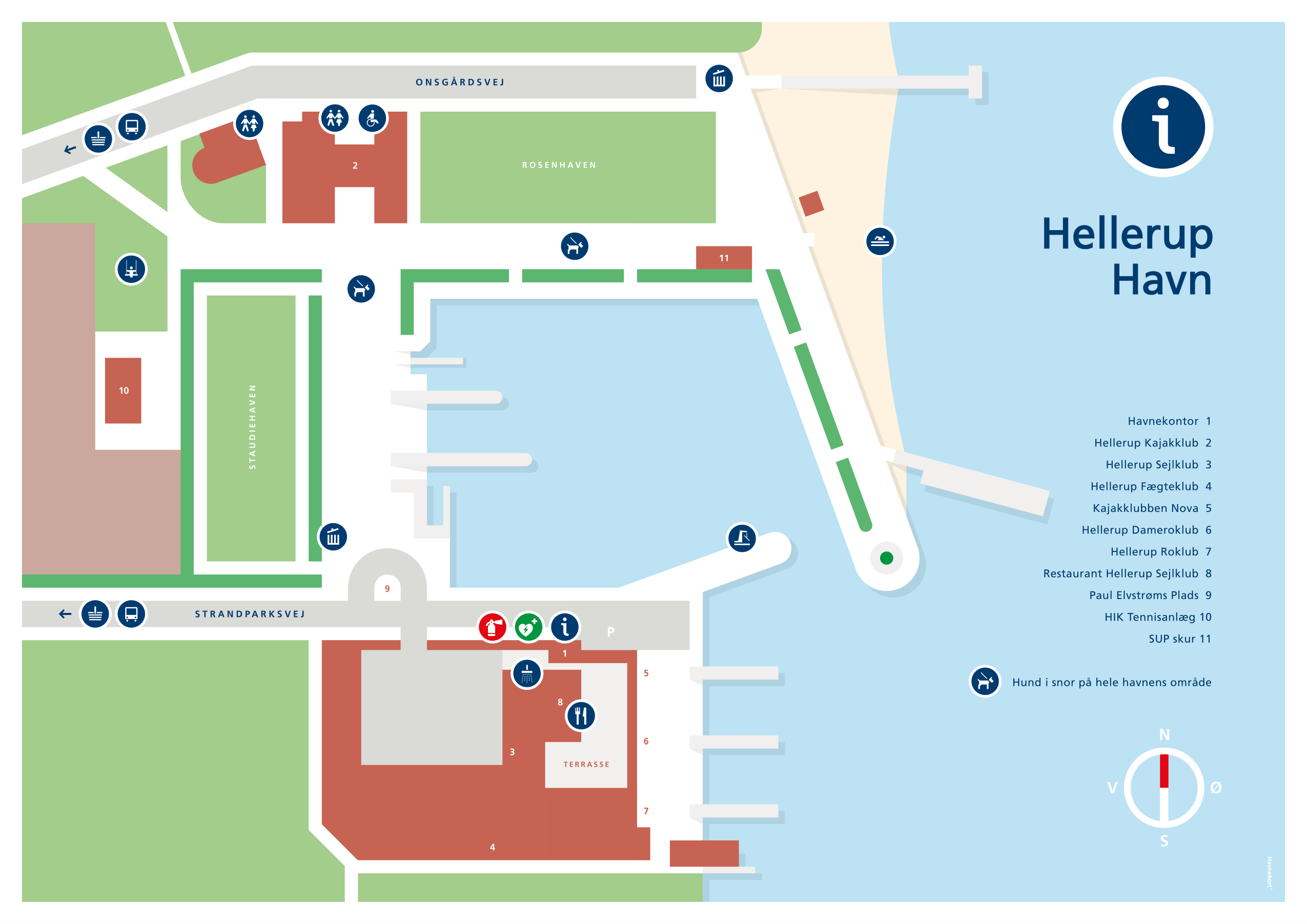 Kort over Hellerup Havn - Skovshoved Havn og Hellerup Lystbådehavn